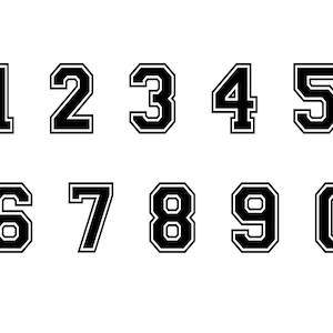 Jersey Number Sports Decal - Vinyl Numbers, Sports Numbers, Number ...