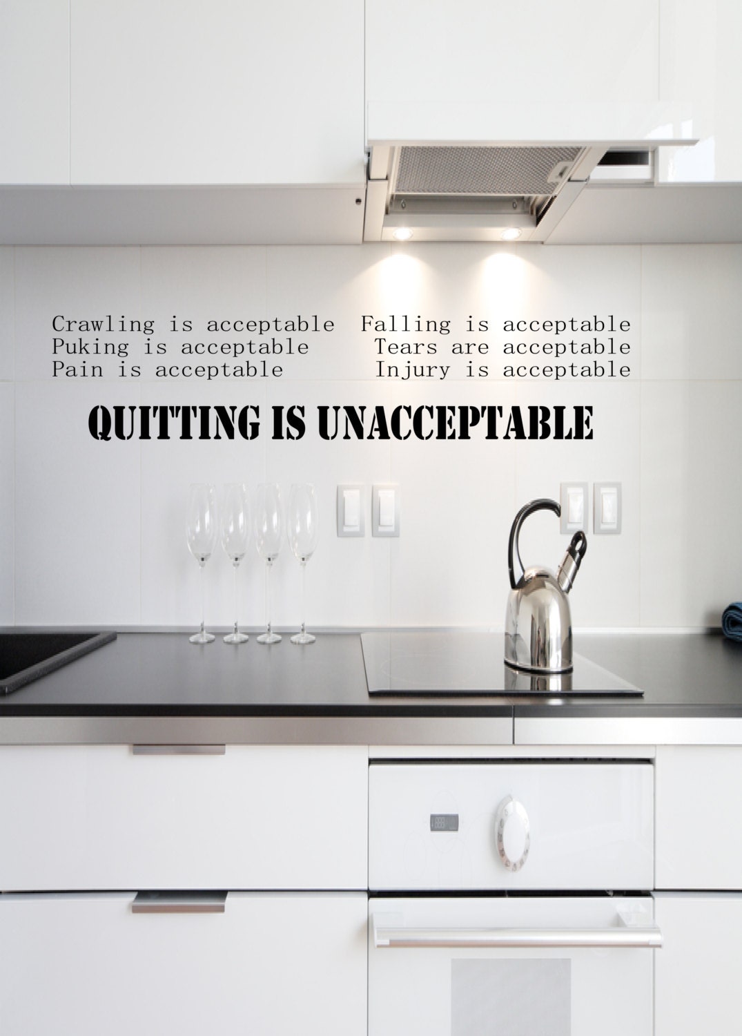 Quitting is Unacceptable Wall Decal - Long Version - Motivational Wall ...