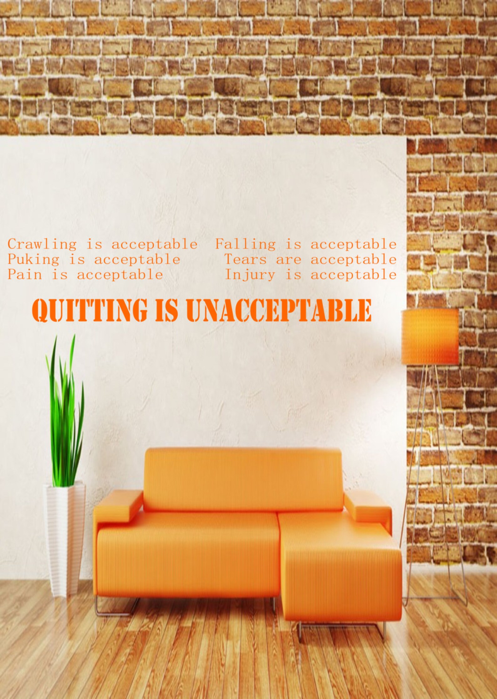 Quitting is Unacceptable Wall Decal - Long Version - Motivational Wall ...