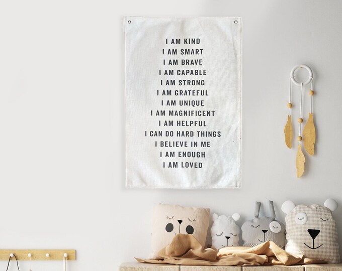 Affirmations Sign Canvas Banner Positive Affirmations for Kids ...