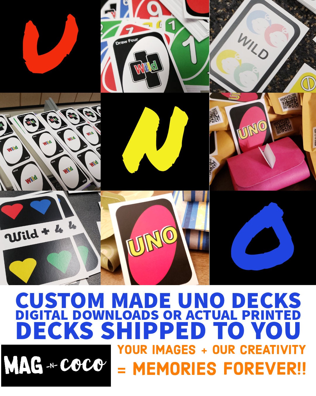 Custom UNO inspired card deck playing cards family game | Etsy