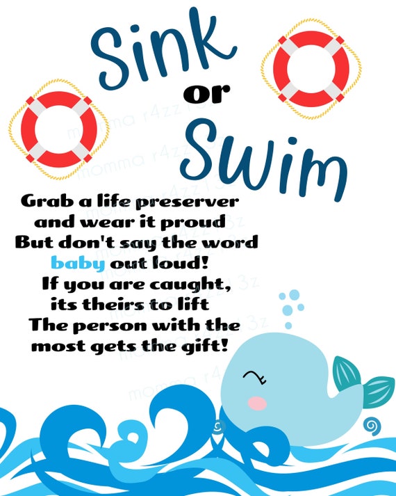 Sink or Swim 8x10 Baby Shower Poster for Dont Say Baby Game | Etsy