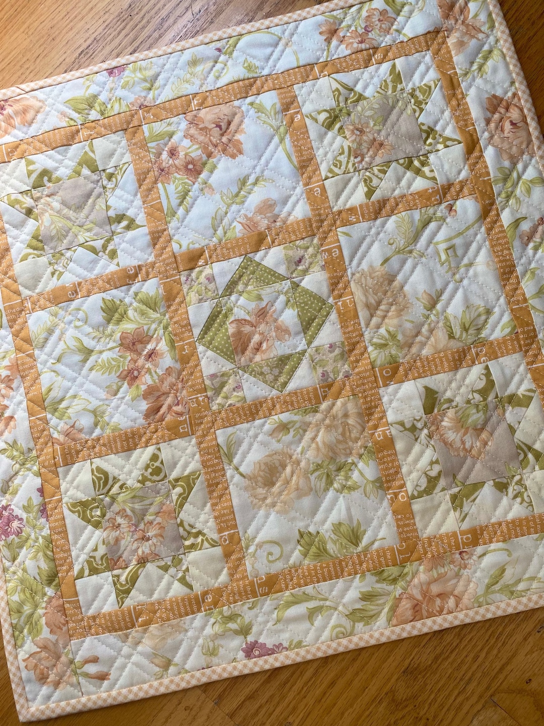Handmade Spring Star Piecework Quilt With Fig Tree Fabrics / Small ...