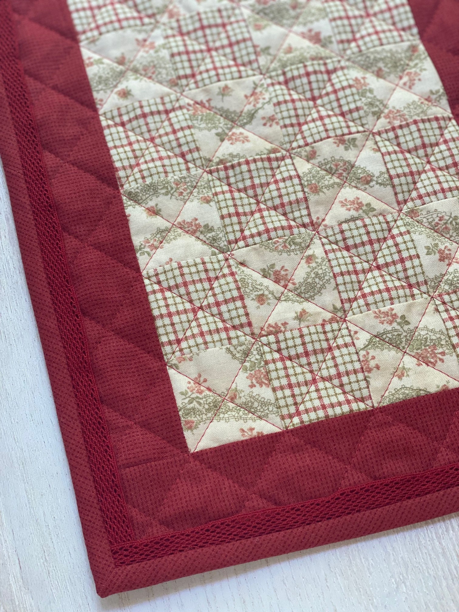 Red Lace Ribbon Mini Quilt - Etsy