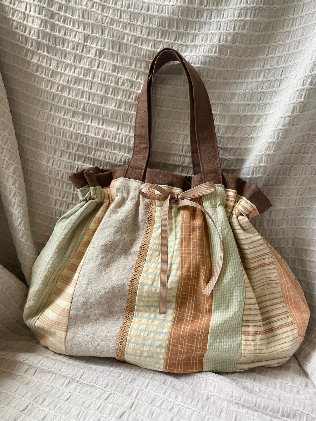 Handmade Granny Bag With Cinched Ribbon Top - Etsy
