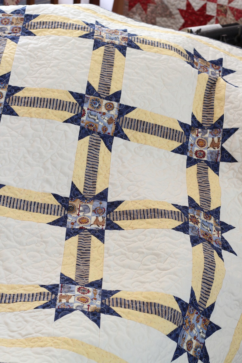 Blue and Yellow Stars Baby Quilt - Etsy