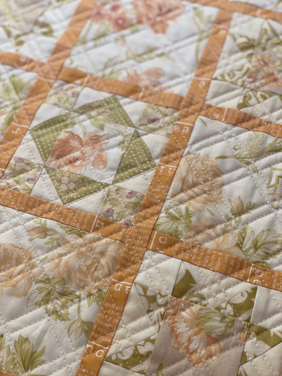 Handmade Spring Star Piecework Quilt With Fig Tree Fabrics / Small ...