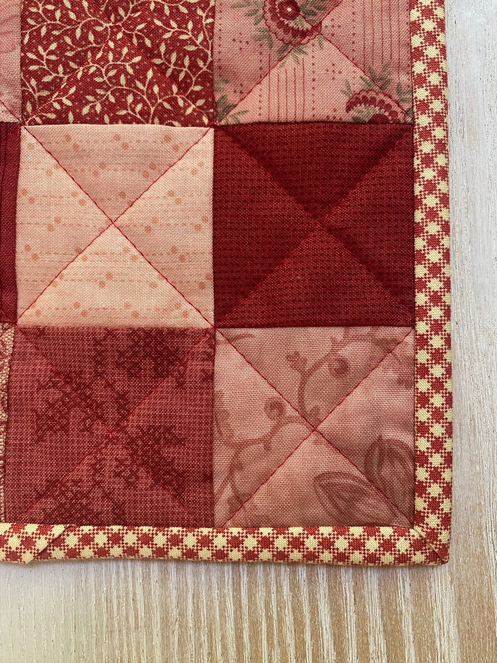 Cute Scrappy Red and Pink Piecework Mini Quilt, Small Tapestry, Home ...