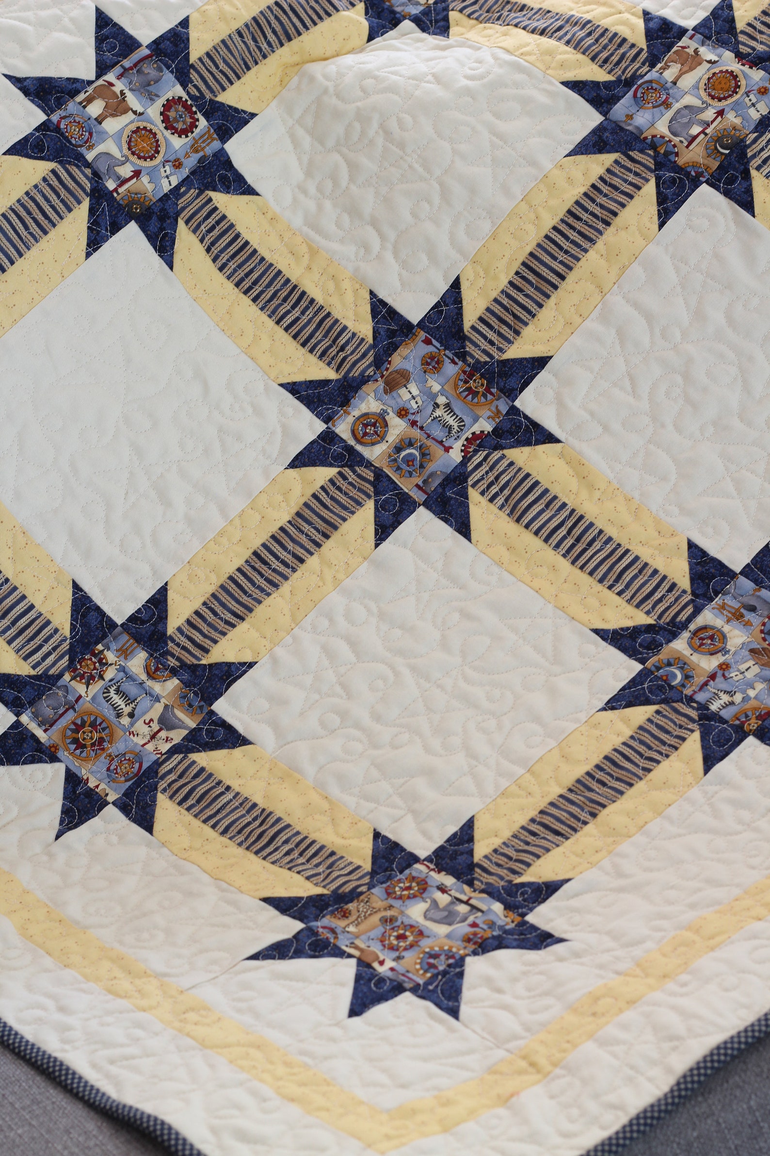 Blue and Yellow Stars Baby Quilt - Etsy