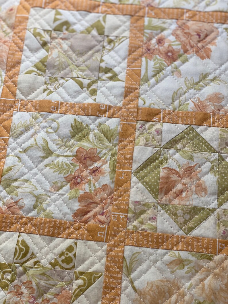 Handmade Spring Star Piecework Quilt With Fig Tree Fabrics / Small ...