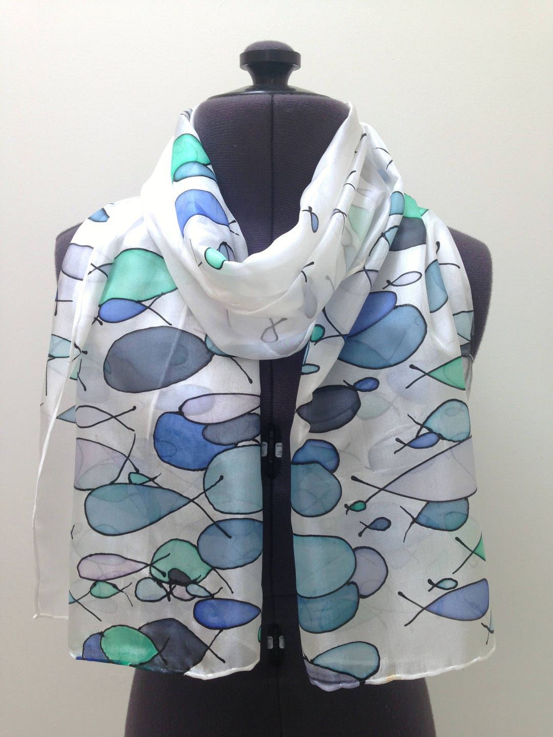 Blue Fish Silk Scarf ~ Shoal of Fish, Teal Bridesmaid Outfits, Mermaid ...