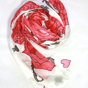 Red Roses Silk Scarf ~ Hand Painted Silk Scarf, Playing Cards Scarf ...