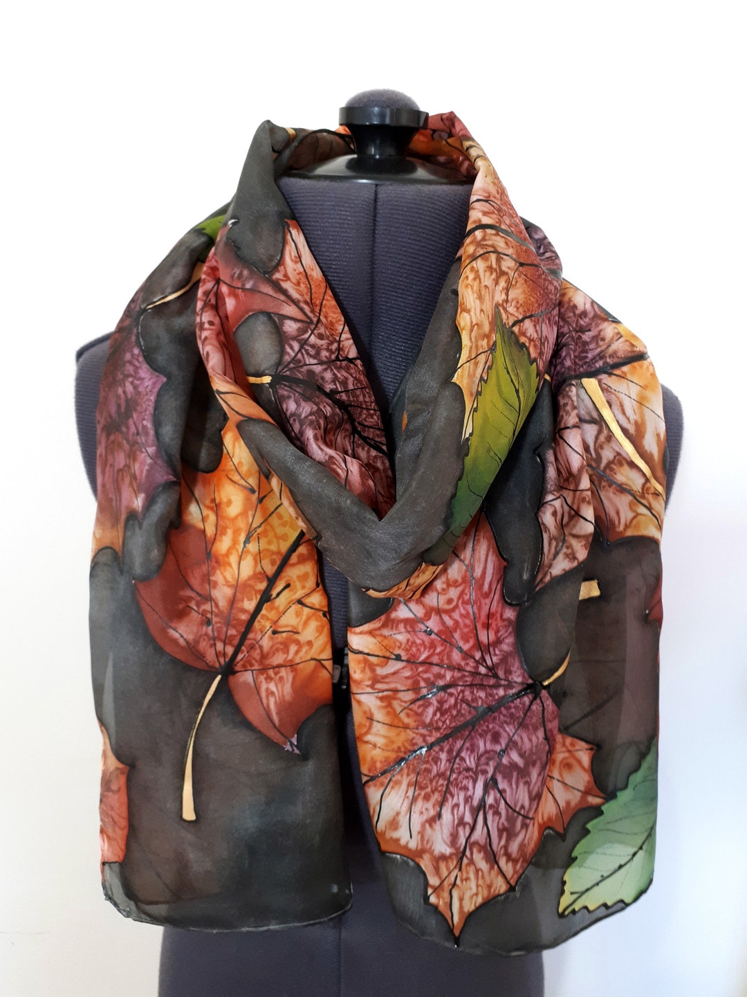 Autumn Leaves Scarf ~ Maple Leaves Scarf, Maple Leaf Scarves, Black ...