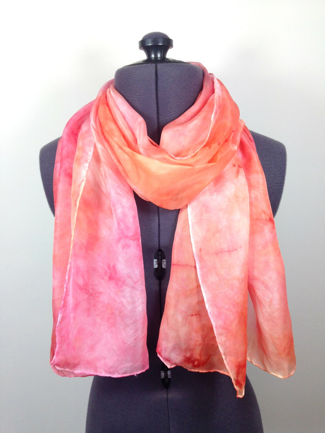 Living Coral Scarf ~ Light Pink Silk Scarf, Peach Accessories, Womens ...