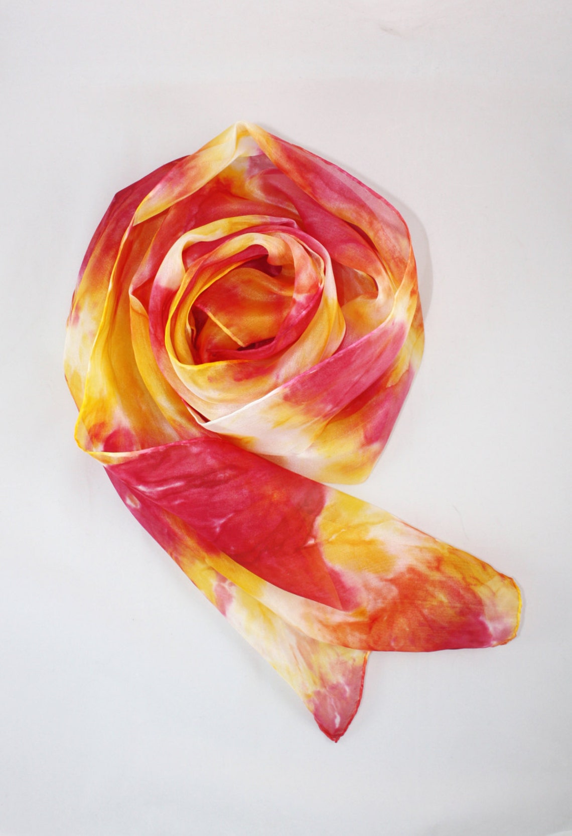 Crimson Red Silk Scarf ~ Hand Painted Silk Scarf, Yellow Accessories ...