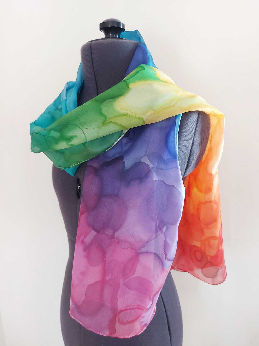 Rainbow Silk Scarf ~ Hand Painted Silk Scarf, Multicoloured Accessories ...