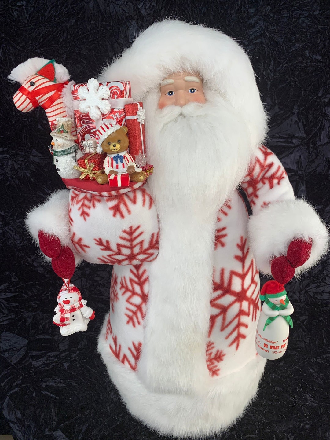 Snowflake Santa, Christmas, Santa Claus, Handmade Santa Claus, Red and ...