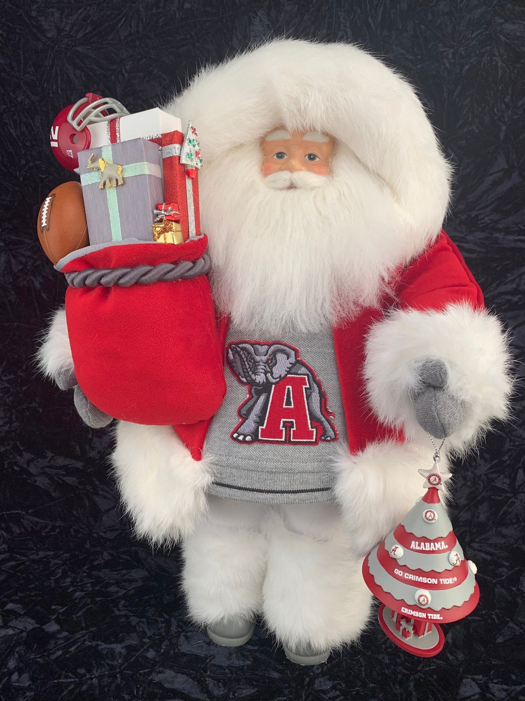 Alabama Crimson Tide Santa Doll, Handmade Christmas Heirloom, Keepsake ...