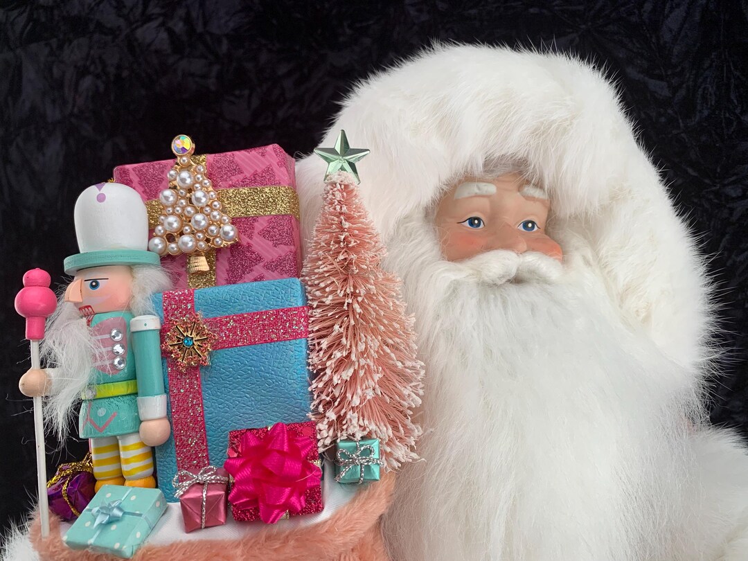 Pink Santa Claus, Christmas, Retro Santa, Jewel Toned Santa, Gifts ...