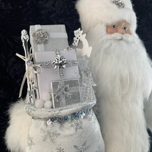 Handmade Santa Doll, White and Silver Santa Claus, Santa Claus, Santa ...