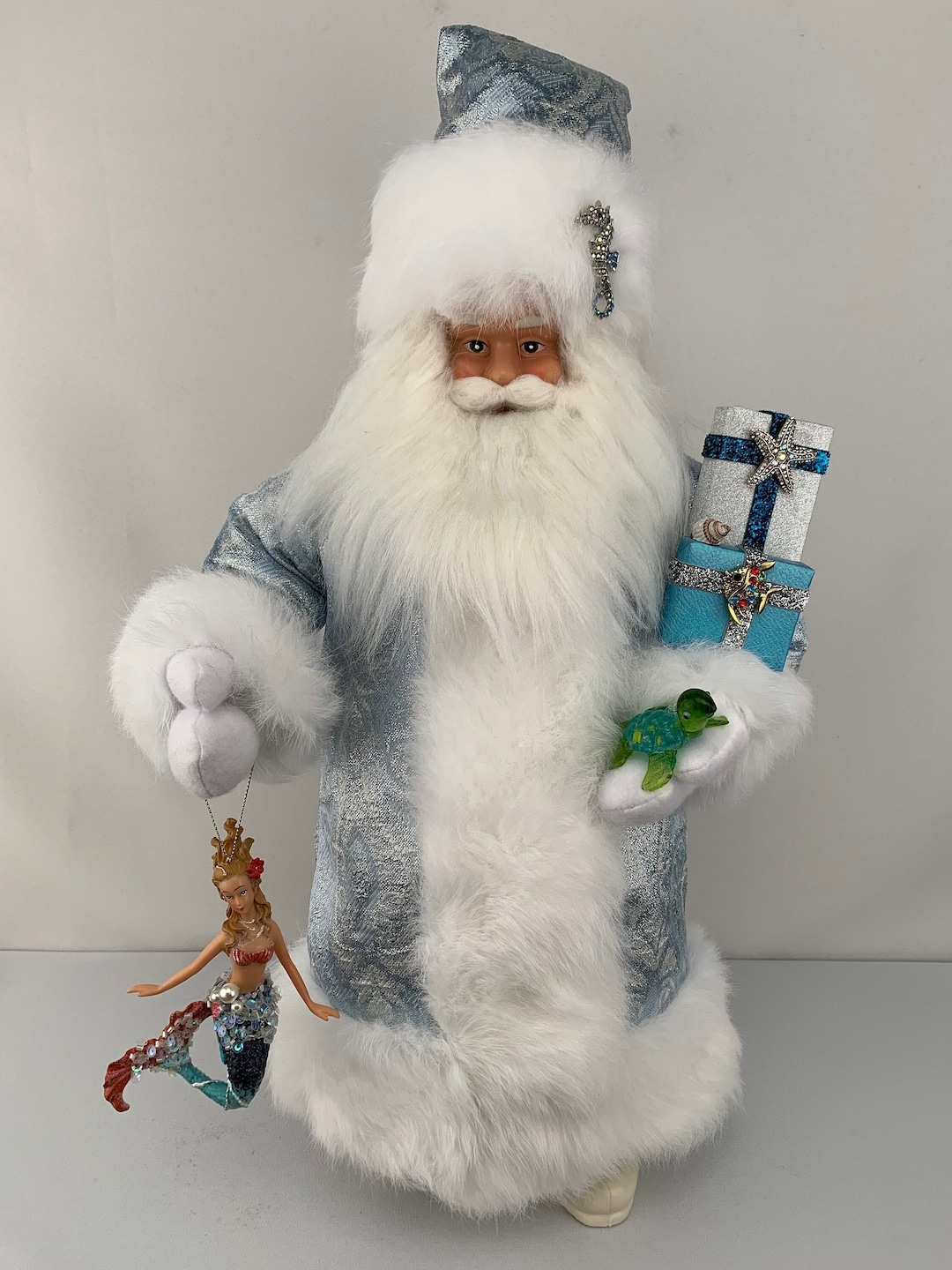 Mermaid Santa, Beach Lovers Santa, Santa Claus, Handmade Santa, Art ...