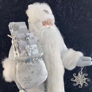 Handmade Santa Doll, White and Silver Santa Claus, Santa Claus, Santa ...