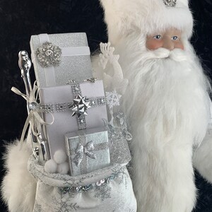 Handmade Santa Doll, White and Silver Santa Claus, Santa Claus, Santa ...