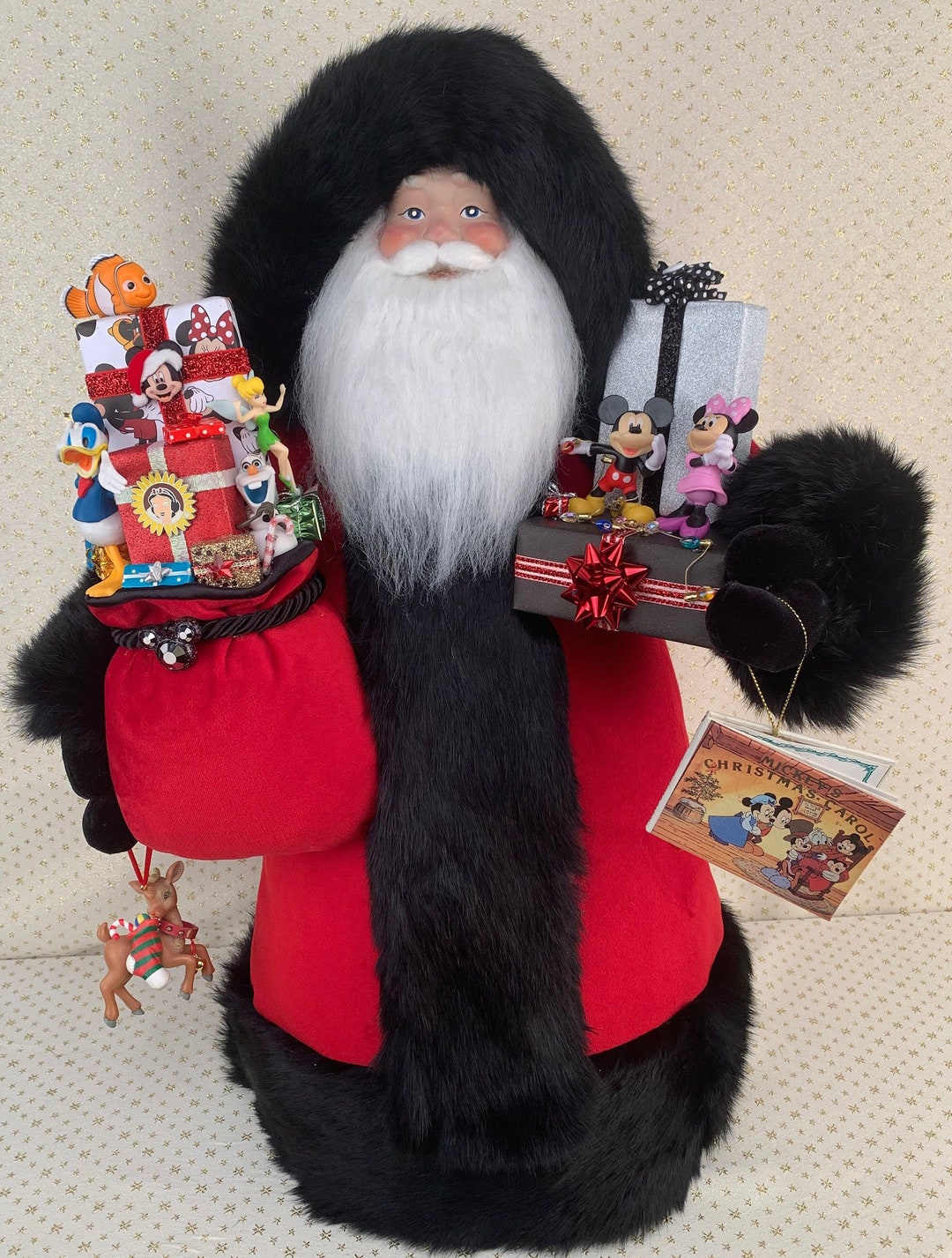 Disney Santa Claus, Christmas, Handcrafted Santa Dolls, Winter Decor ...