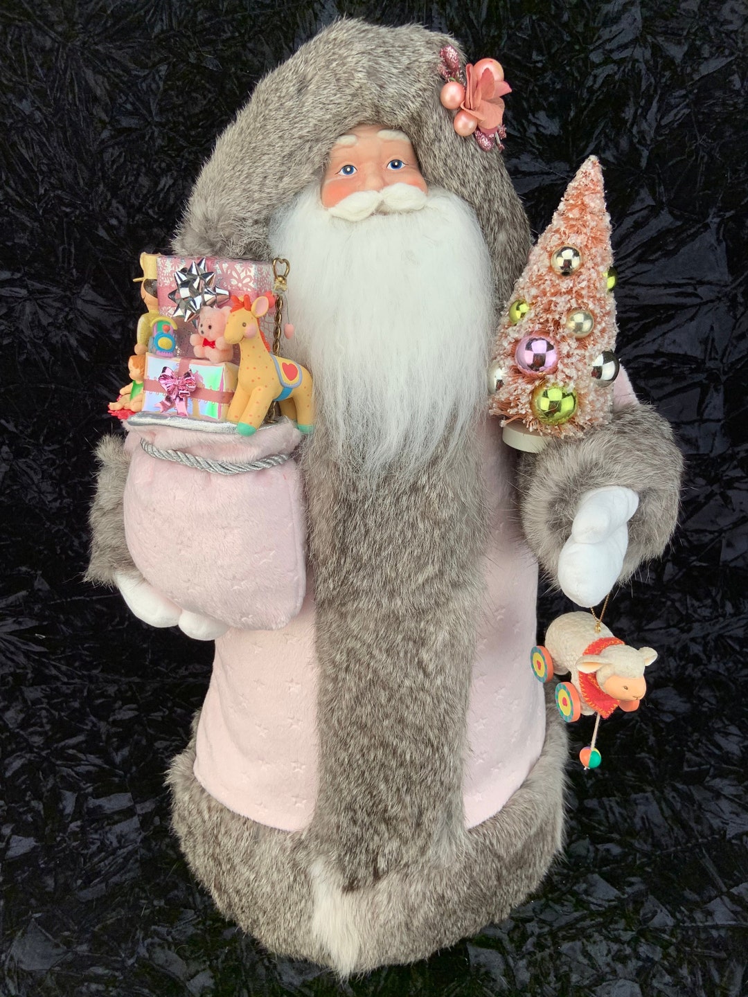 Pink Santa Claus, Christmas, Santa Claus Doll, Handmade Santa, Santa ...