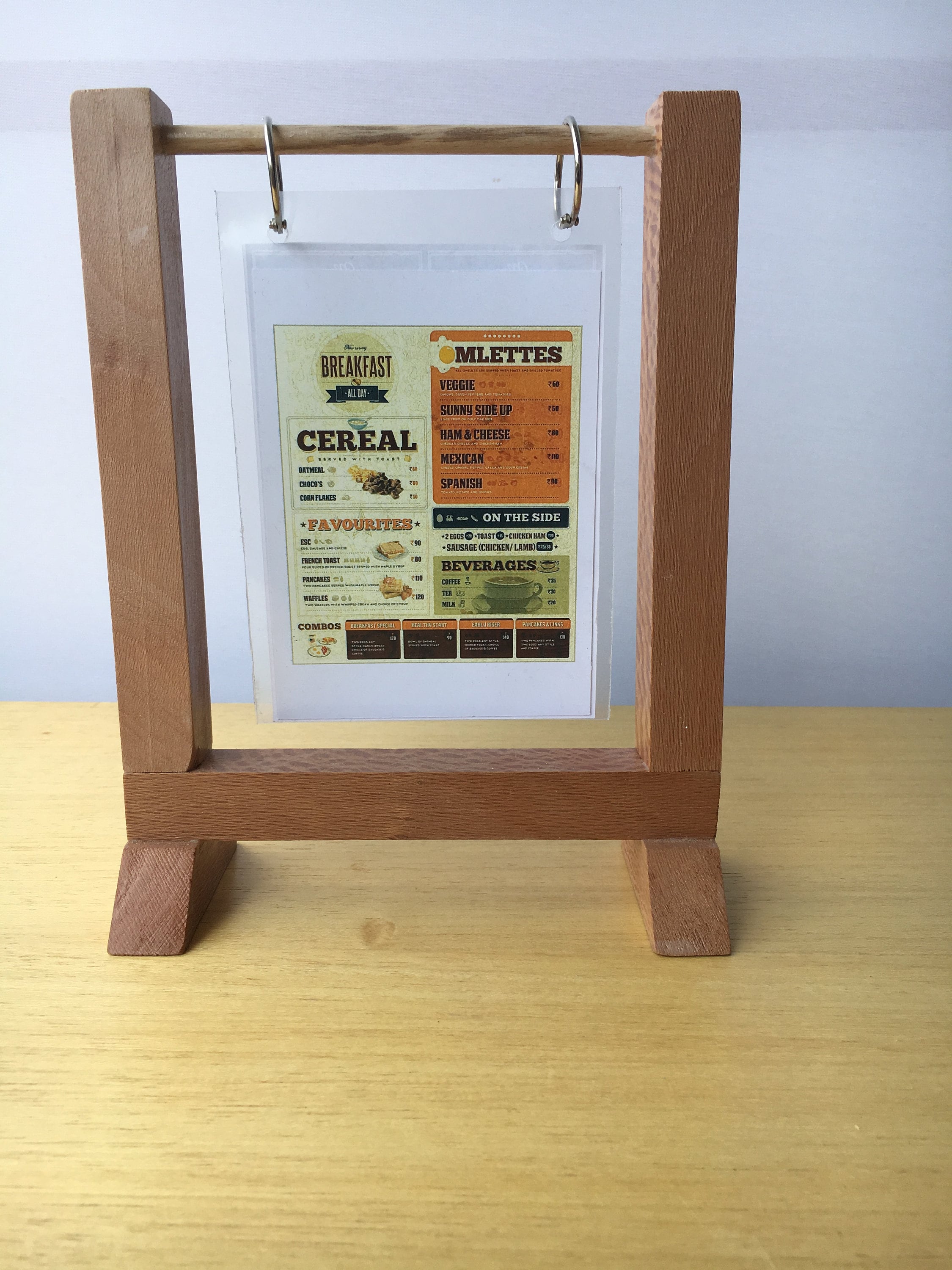 Menu Stand Wooden Double Post Menu Holder Flip Menu Organizer Menu ...