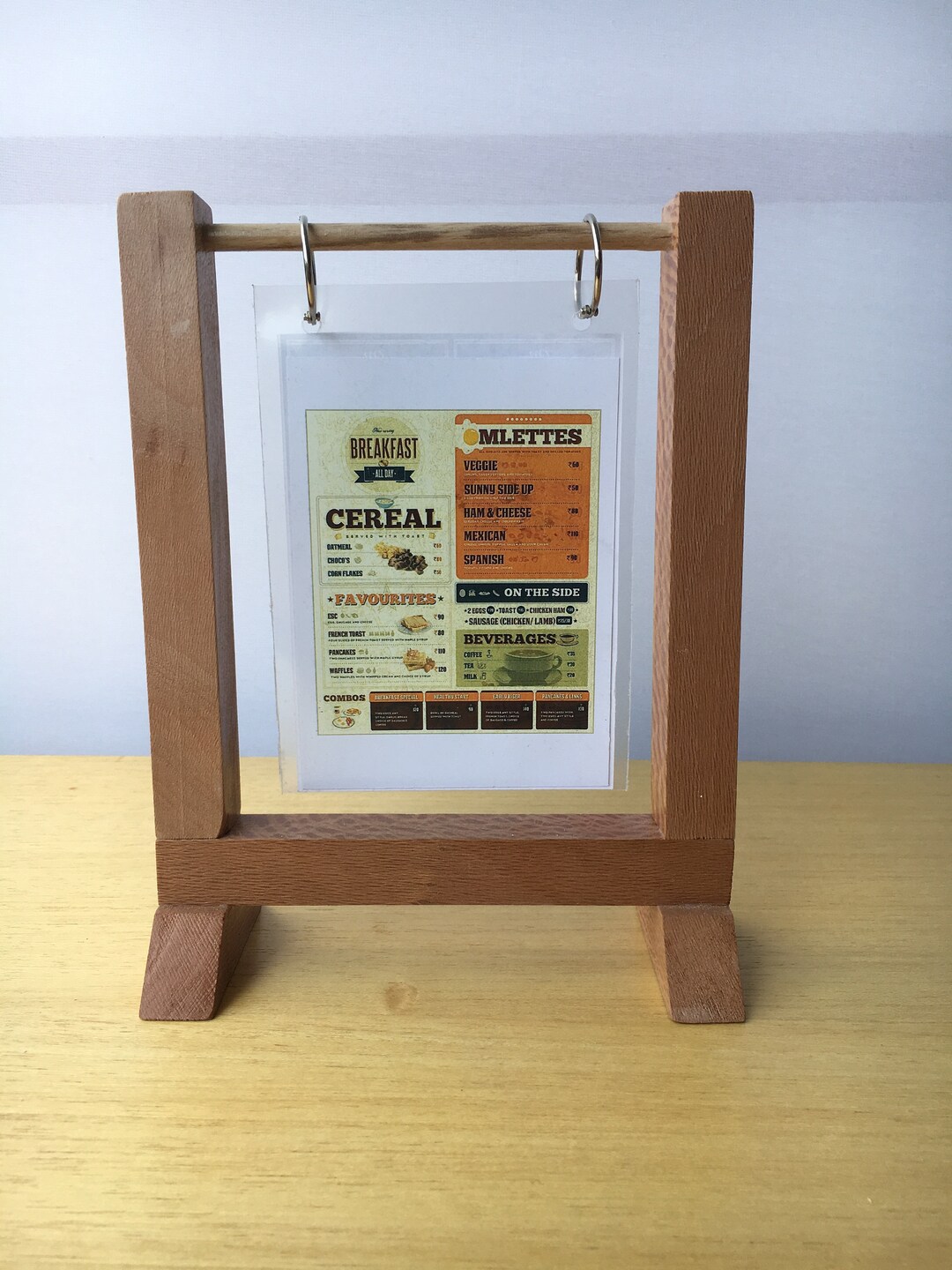Menu Stand Wooden Double Post Menu Holder Flip Menu Organizer Menu ...