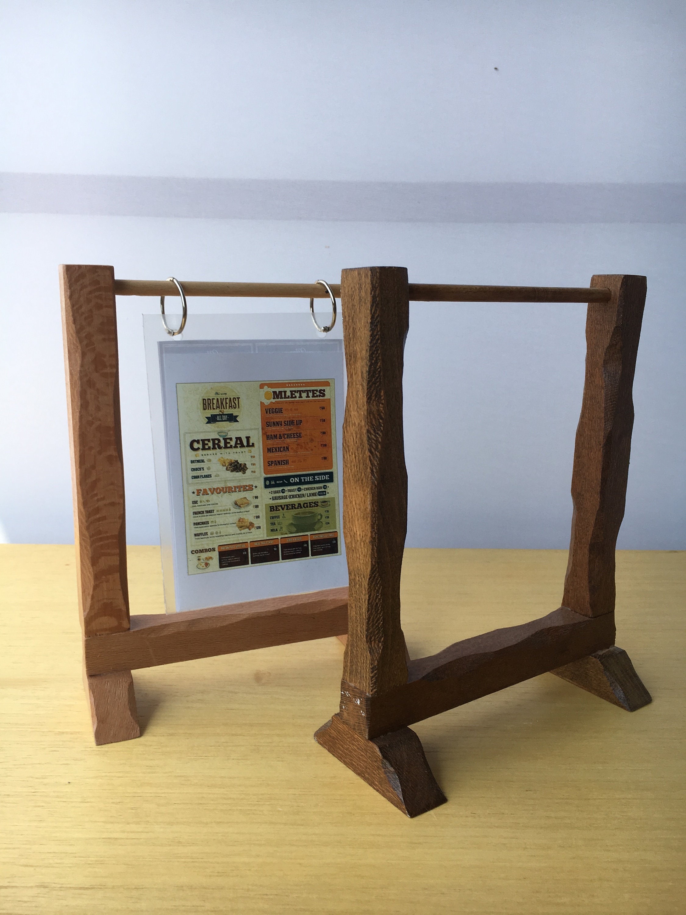 Menu Stand Wooden Double Post Menu Holder Flip Menu Organizer Menu ...