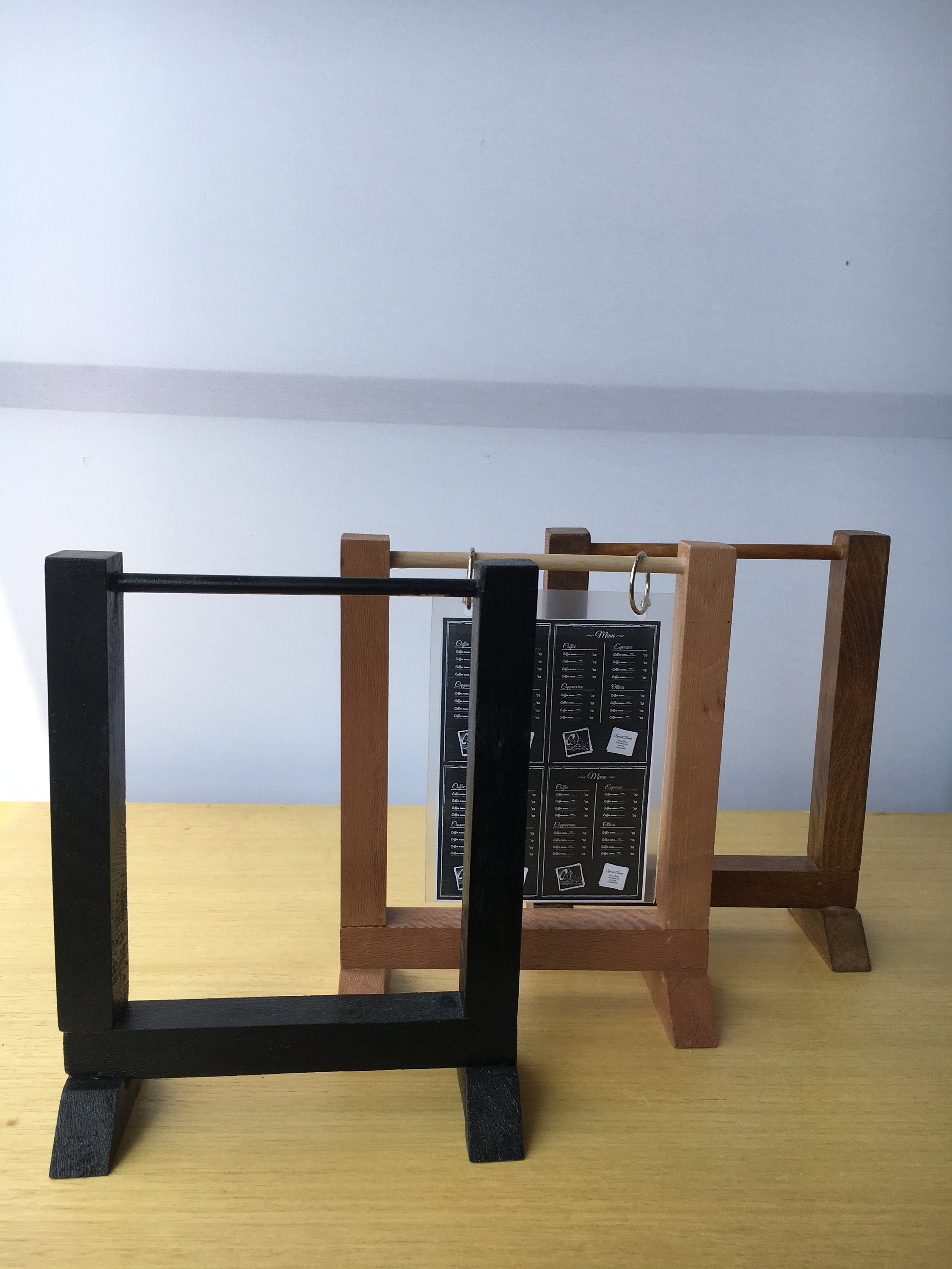 Menu Stand Wooden Double Post Menu Holder Flip Menu Organizer Menu ...