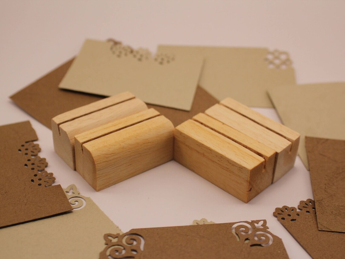 Set of 10 Samba Wood Card Holders Wood Card Holders Table Card Holders ...