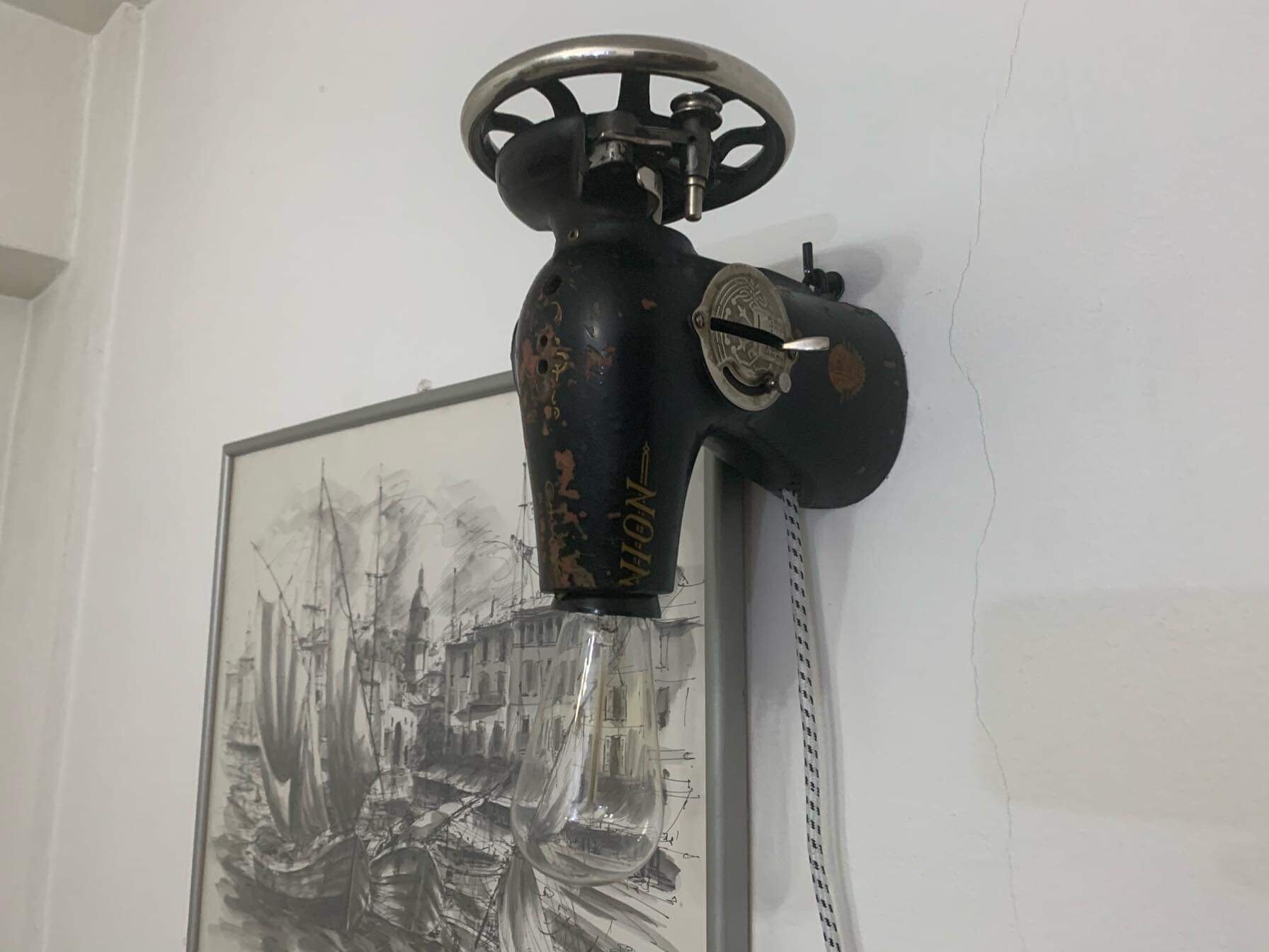 Antique Sewing Machine Lamp Vintage Sewing Machine Lighting Steampunk ...