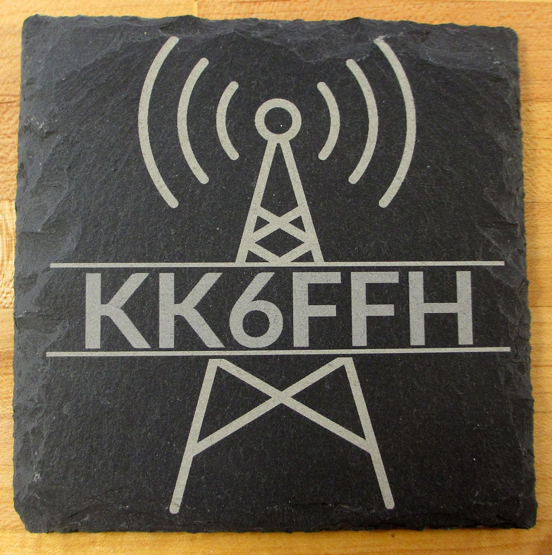 Custom Engraved Ham Radio Slate Coaster: Personalized Call Sign Gift - Etsy