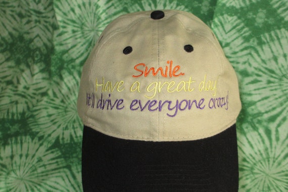 Custom Embroidered Hats / Caps Smile. Have a Great Day | Etsy