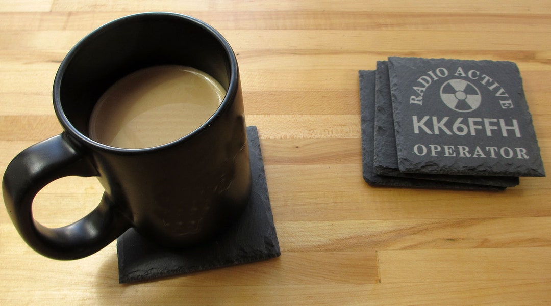 4 Custom Engraved ham RADIO Coasters With Radio Active and Your ...