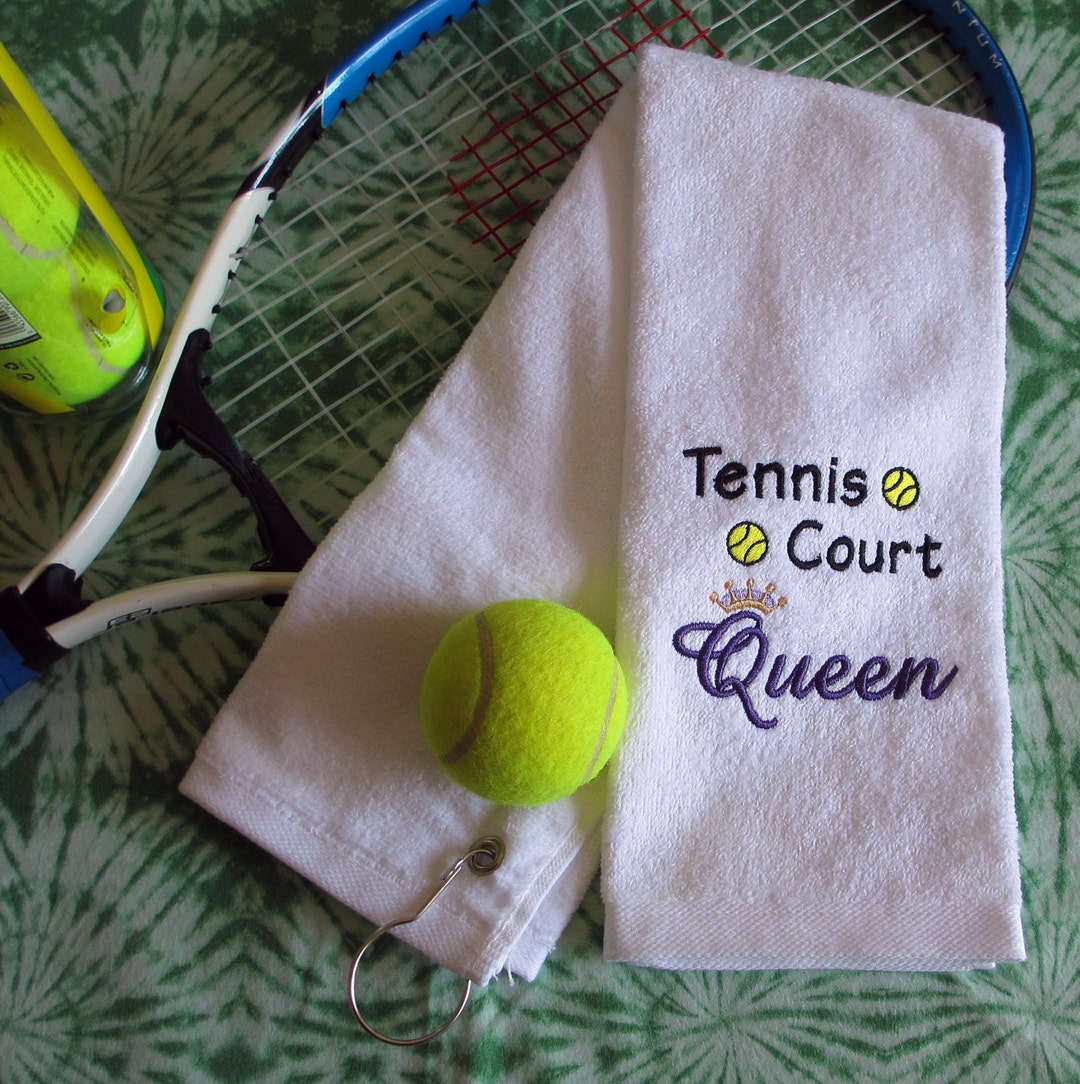 Custom Embroidered Tennis Towel - Tennis Court Queen - All Cotton Terry ...