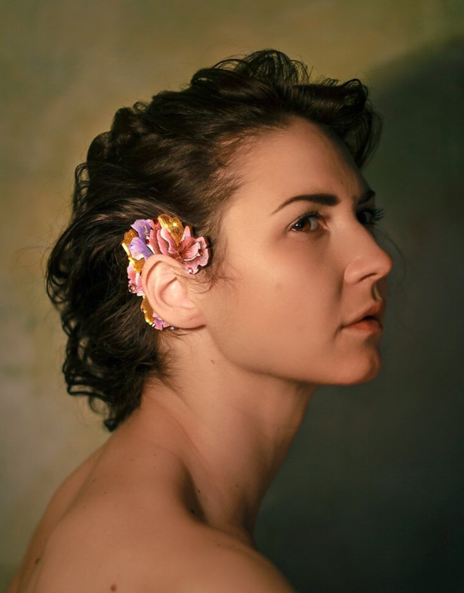 Purple and Pink Flower Boho, Bohemian, Ear Cuff, Cosplay, Fairy Tale ...
