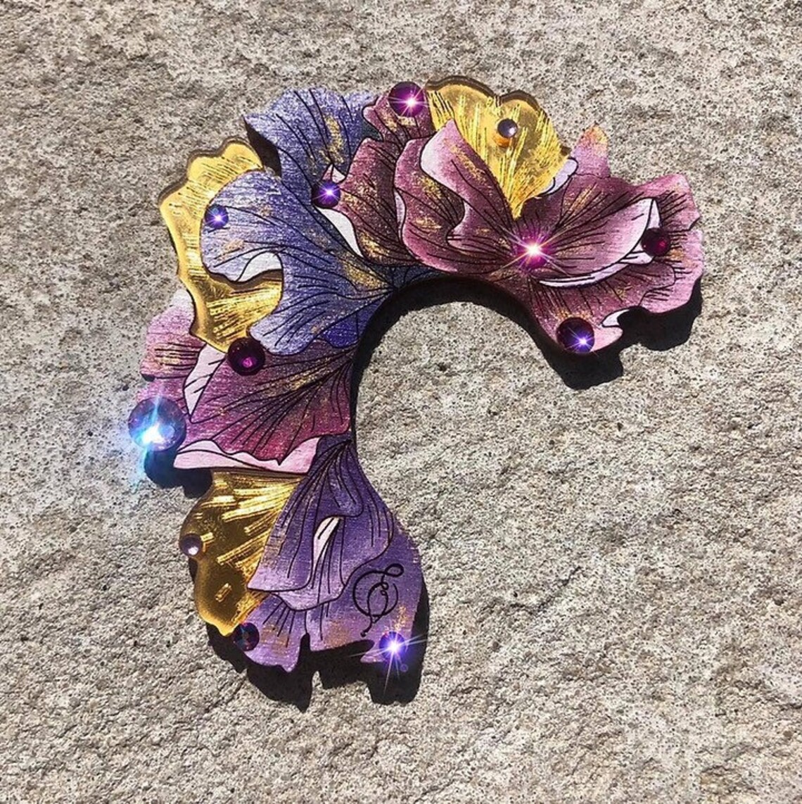 Purple and Pink Flower Boho, Bohemian, Ear Cuff, Cosplay, Fairy Tale ...