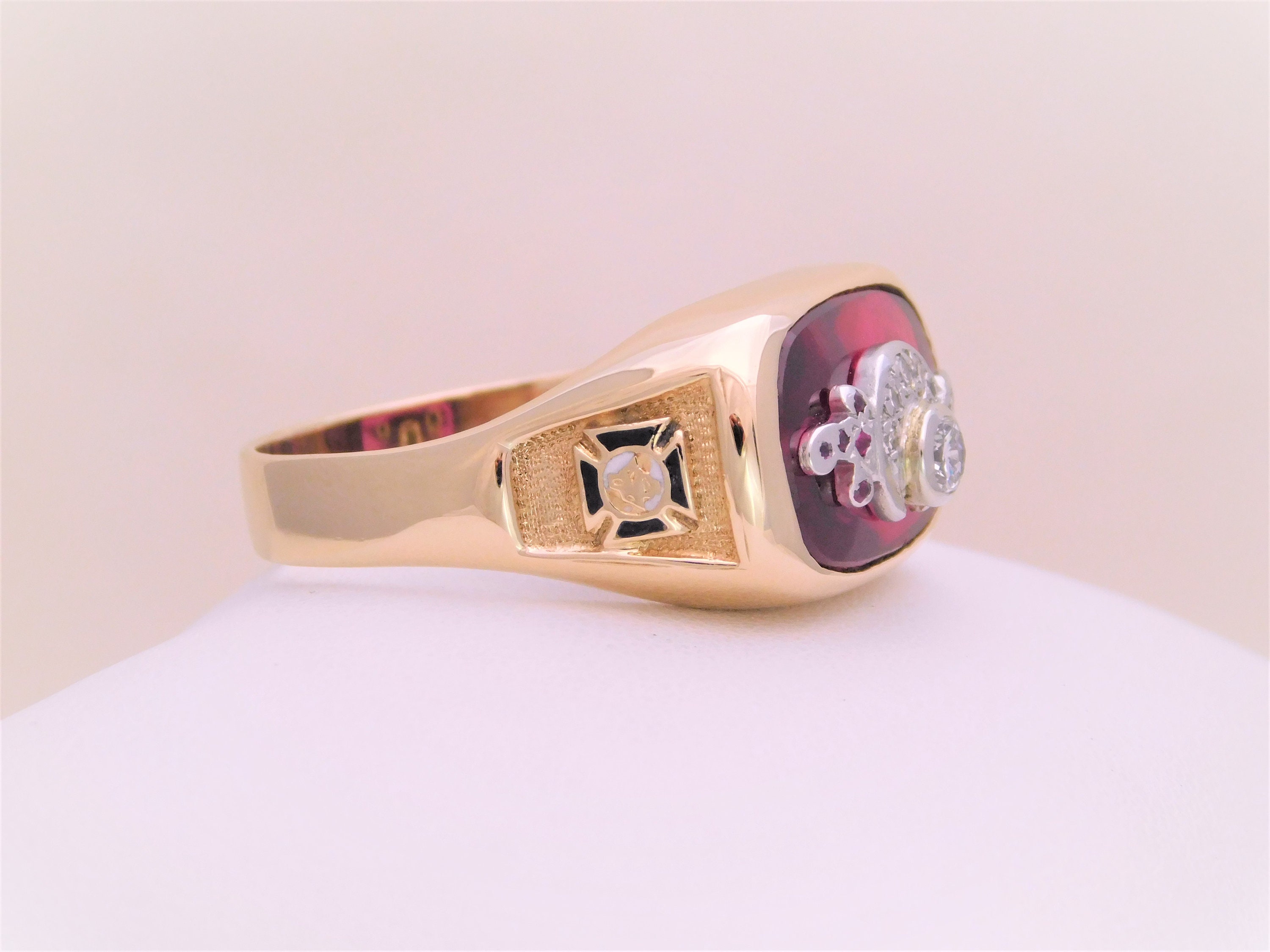 Vintage 14k Gold Ruby and Diamond Shriner’s Masonic Ring - Etsy