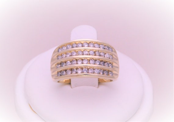 Vintage 10k 4-tiered Channel Set Natural Diamond Cluster Ring - Etsy UK