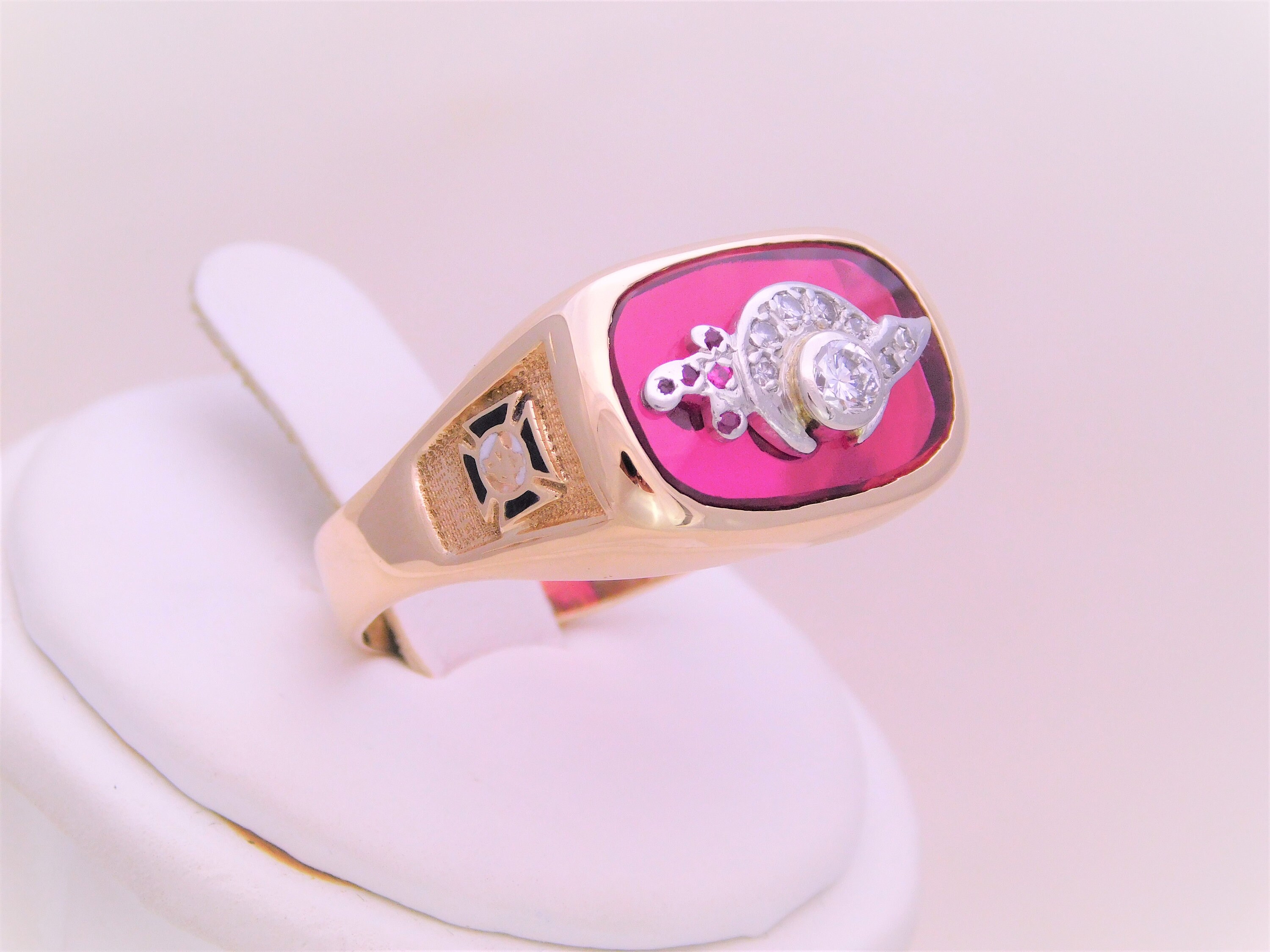 Vintage 14k Gold Ruby and Diamond Shriner’s Masonic Ring - Etsy