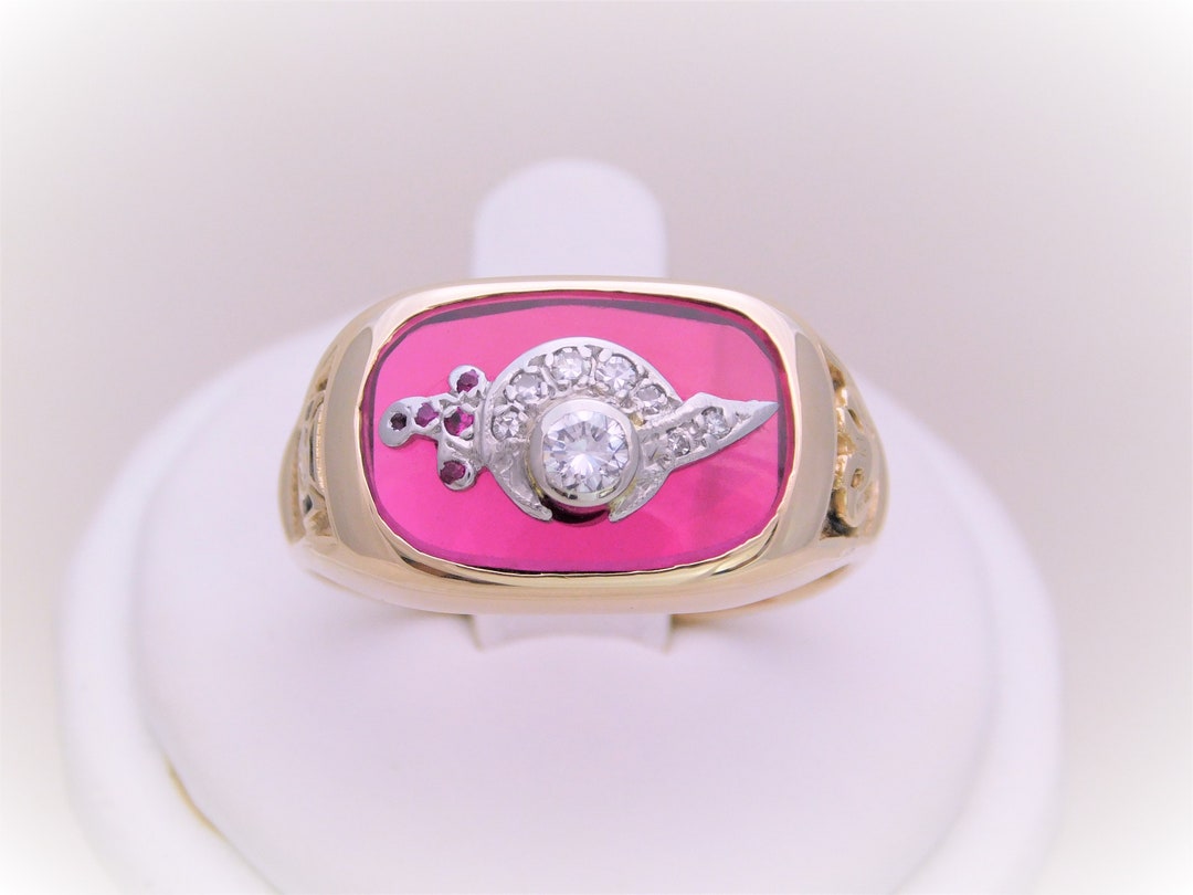 Vintage 14k Gold Ruby and Diamond Shriner’s Masonic Ring - Etsy