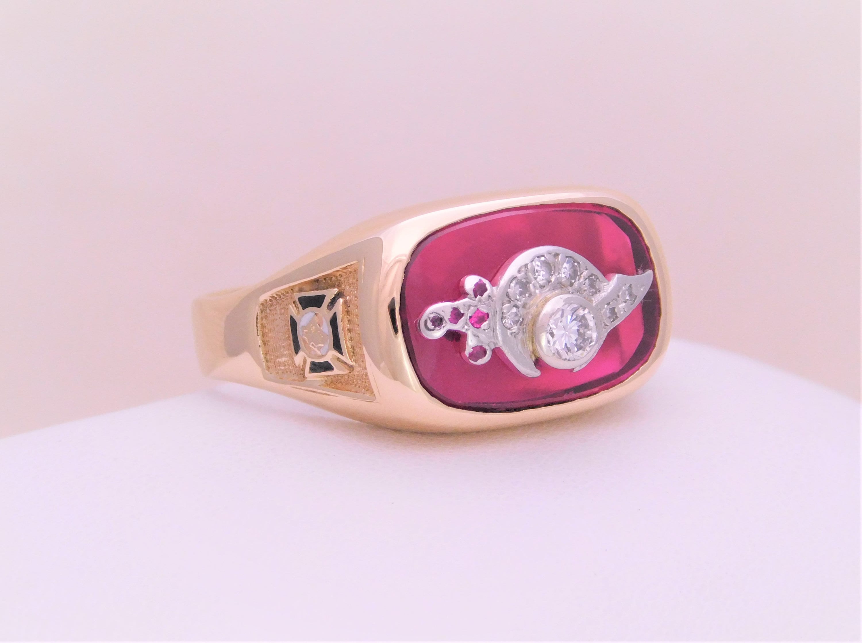 Vintage 14k Gold Ruby and Diamond Shriner’s Masonic Ring - Etsy