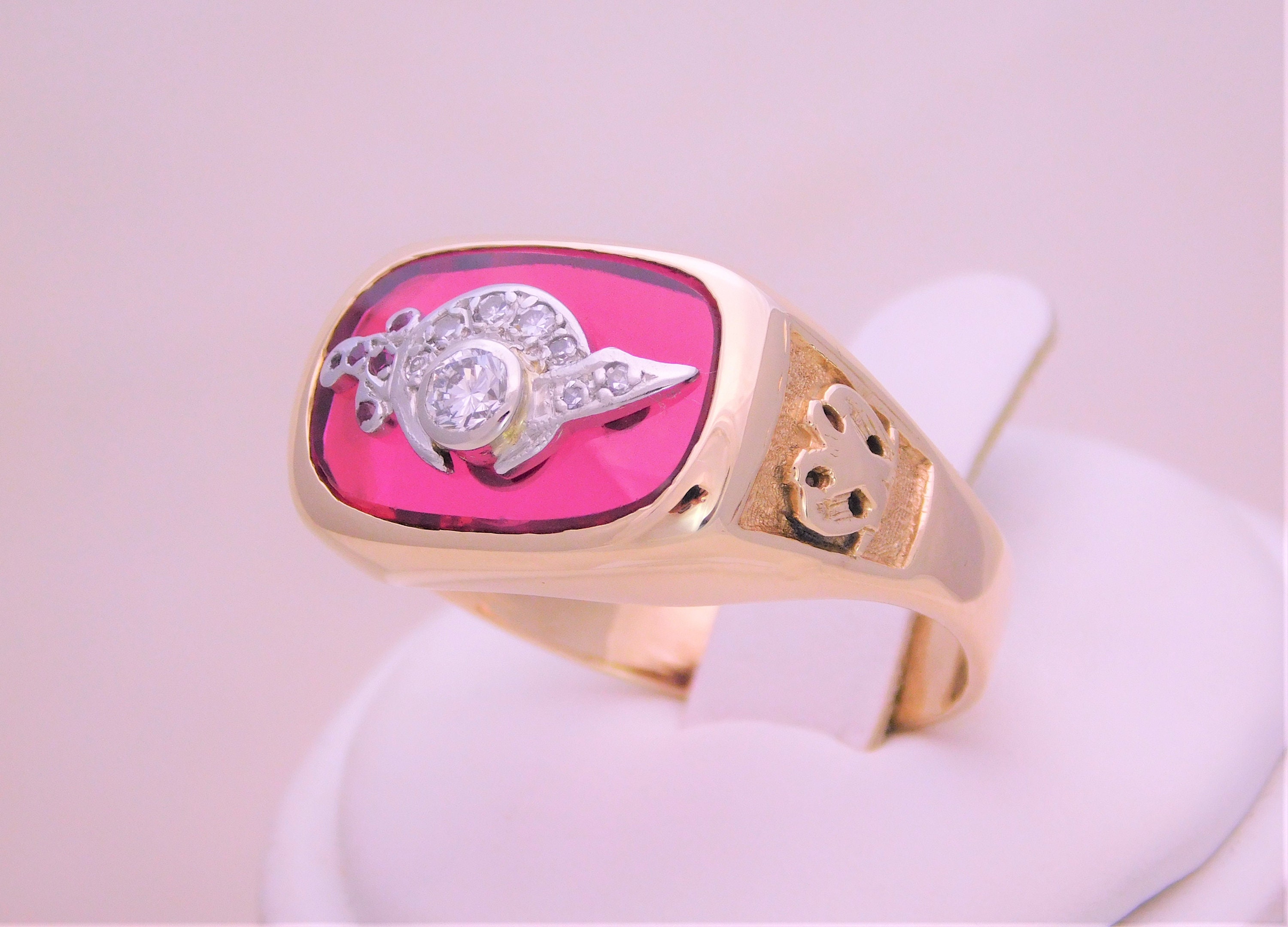 Vintage 14k Gold Ruby and Diamond Shriner’s Masonic Ring - Etsy