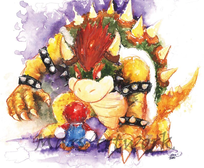 Mario Vs Bowser Art Print11x14 Super Mario Bros Game Art - Etsy