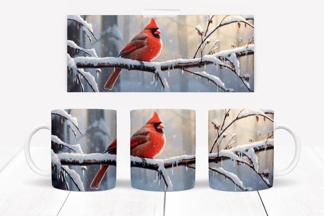 Cardinal Mug Wrap PNG, Digital Design Download PNG, Full Wrap Coffee ...