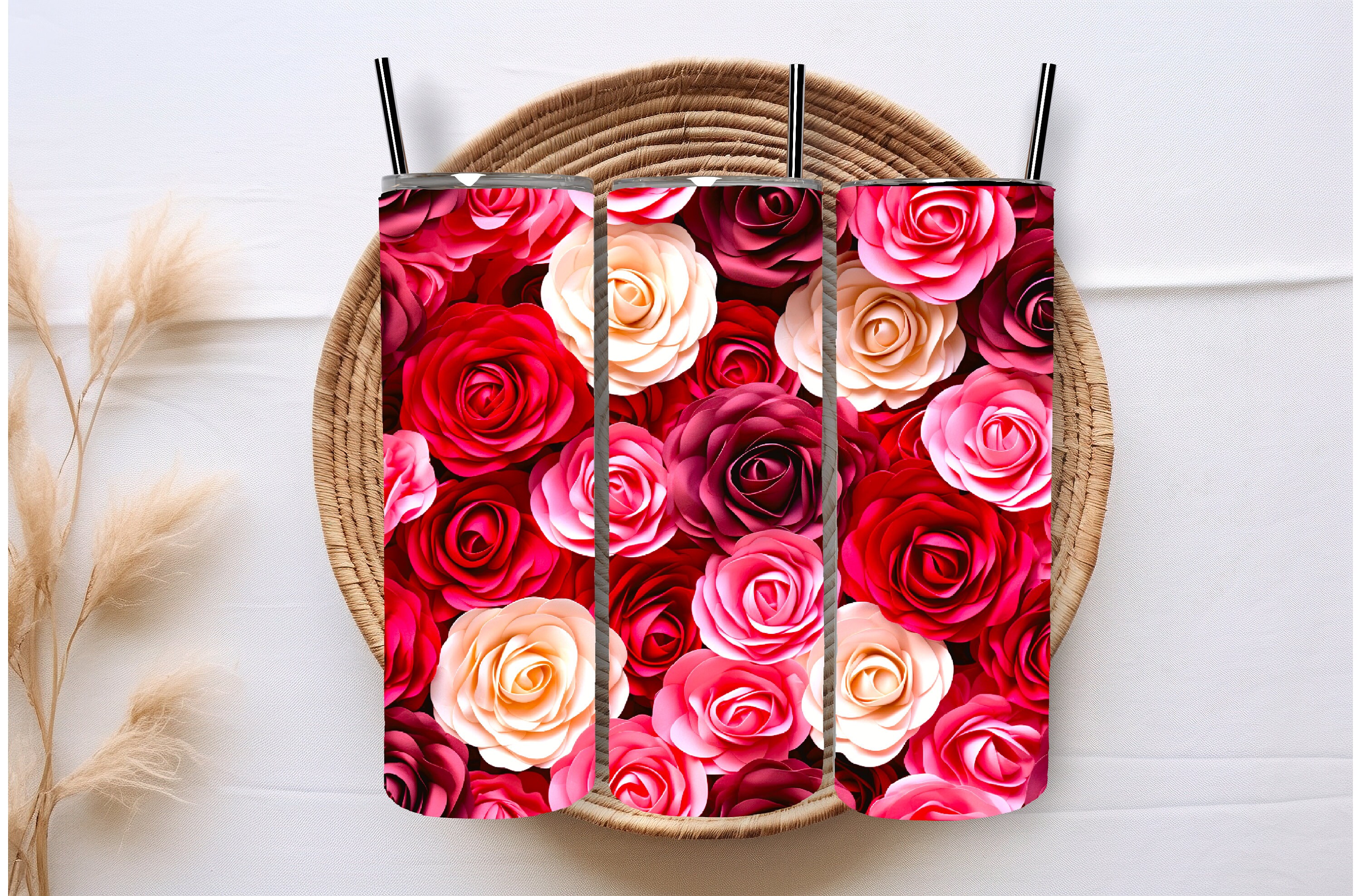 Valentine Roses Sublimation PNG, 20 Oz Skinny Tumbler Design ...